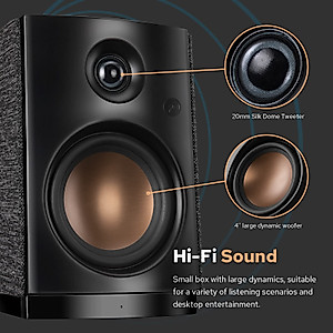 HiVi-Swans OS-10 HiFi Stereo Speakers, Bluetooth 5.0 Active Computer Bookshelf Speakers - 4'' Dynamic Woofer, Powered Desk Speakers 62w RMS with Touch Control for PC/Phone/TV/Monitor (Pair)