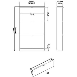 Tvilum Bright 3 Drawer Shoe Cabinet, White