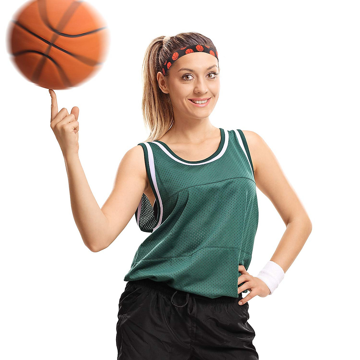 SATINIOR 4 Pieces Girls Non-slip Basketball Headband Adjustable Basketball Hairband Girls Sports Hair Accessories (Black, Purple, Red, White)