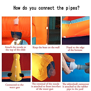 MEIOUKA Kids Inflatable Bounce House with Blower Water Slides Pool Splash Water Gun Jumping Bouncing Rocket Kid Inflatable Water Slide Bounce Houses Castle for Kids Toddlers Outdoor Jump Bouncy Houses