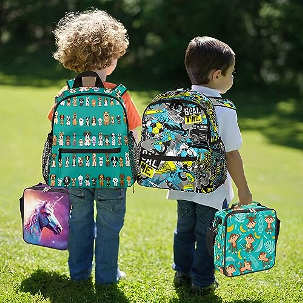 Sports Soccer Football Kids Backpack for Boys, Soccer Ball Skateboard Toddler Mini Backpack for Elementary Nursery Kindergarten Preschool, Back to School Bookbags Student Travel Bag with Chest Strap