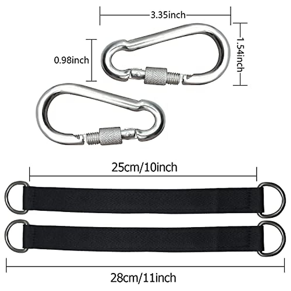Tree Swing Straps, 2 PCS 440 Lbs Heavy Duty Hanging Strap with Lock Snap Carabiner Hook for Hammock Plank Weight Pulley Punching Bag