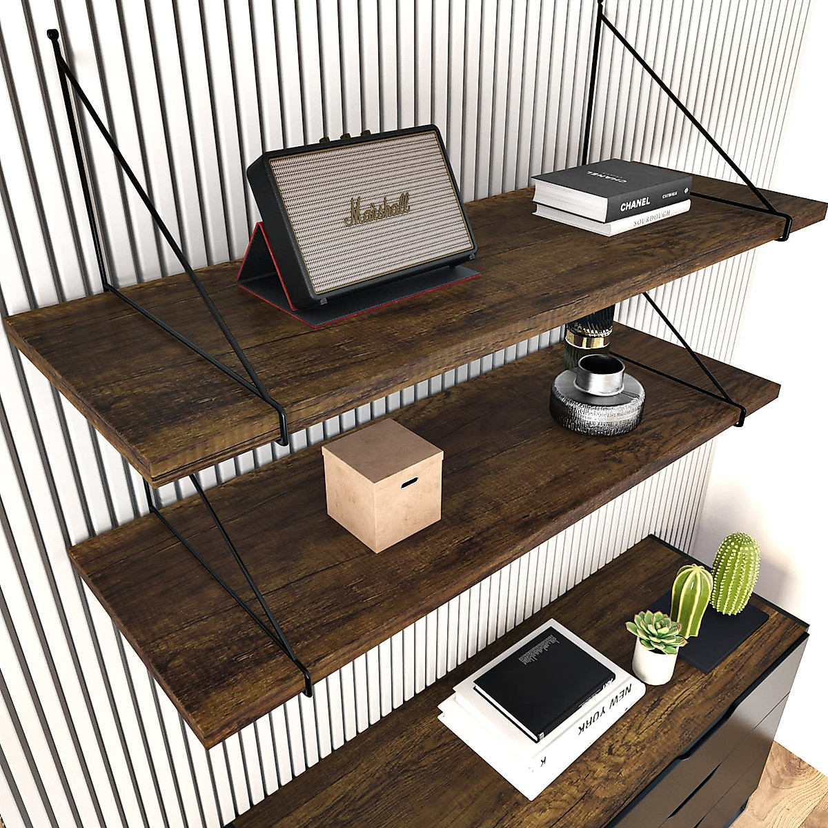 Skyblur Vintage Brown Dark Wood Contact Paper for Countertops Kitchen 24"x118" Peel and Stick Wallpaper Vinyl Wood Grain Contact Paper Removable Wallpaper for Kitchen Cabinet Counter top Table Shelves