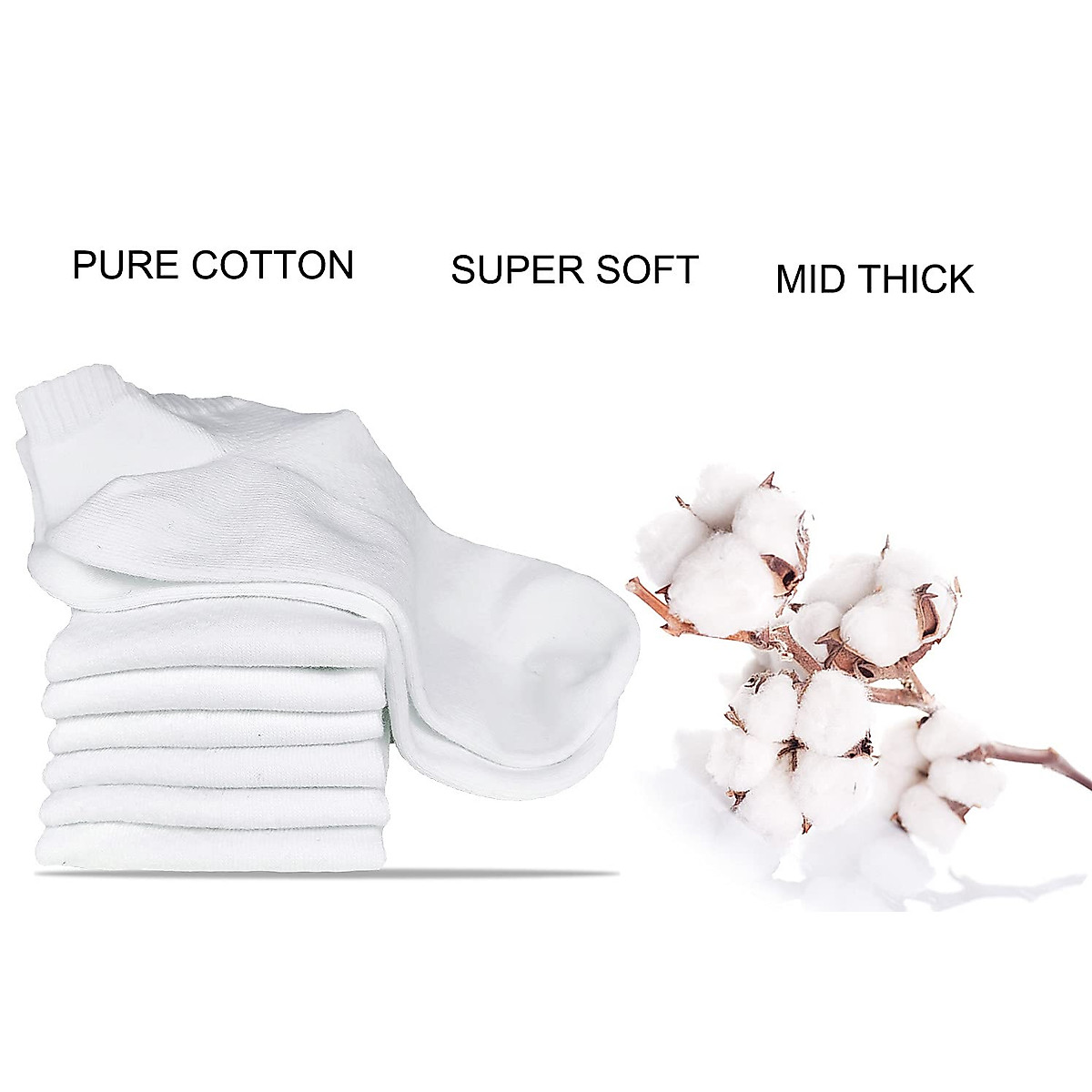 Ait fish 100% Cotton Socks for Men and Women - Thin Low Cut Ankle Socks (White)