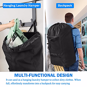 Tenn Well Laundry Bag Backpack for College, Heavy Duty Large Laundry Bag with Shoulder Straps & Mesh Pocket, Laundry Backpack Basket for Dorm Room Essentials, Laundromat, Apartment
