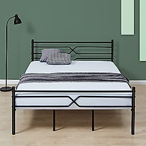 GreenForest Full Size Bed Frame with Headboard Metal Platform Bed with Reinforced 14 Legs Heavy Duty Slats Support Mattress Foundation for Girls Boys Adults No Box Spring Needed, Full Black