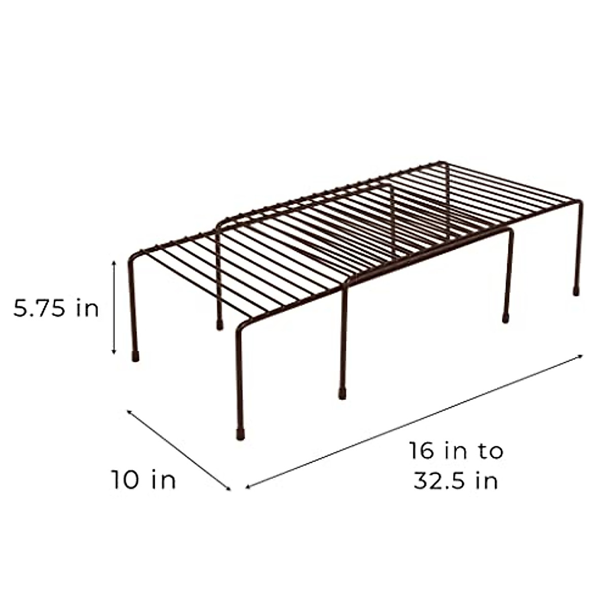 Smart Design Expandable Storage Rack - Scratch Resistant Feet - Metal Wire - Kitchen Counter, Bathroom Medicine Organizer, Dish, Plate Display Shelf, Spice Pantry, Cupboard Riser - 16 x 32.5 - Bronze