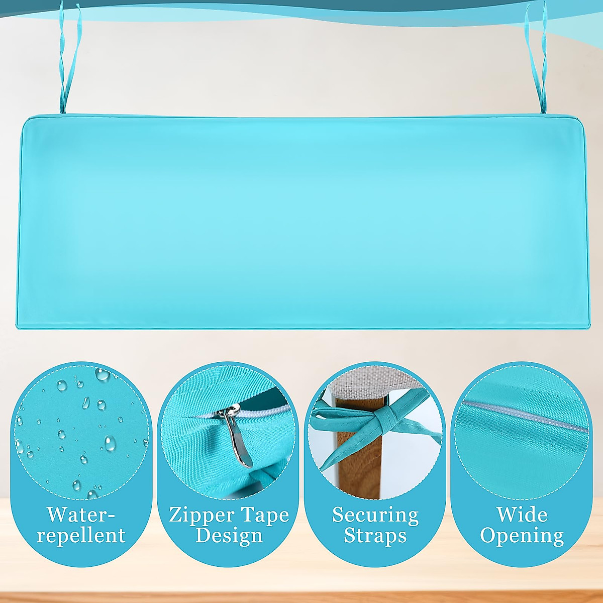 SmoothNovelty 42x18 Inch Patio Bench Cushion Covers Outdoor Waterproof UV Protection Loveseat Swing Replacement Cover with Tie Zipper Adjustable Strap Garden Seat Sofa Furniture Cushion Cover