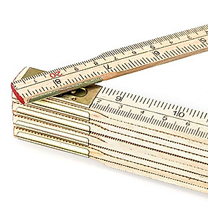 QWORK Folding Wood Rule, 6 FT 6 Inch Foldable Ruler with US and Metric Measurements for Carpenters