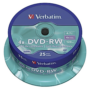 Verbatim DVD-RW 4.7Gb 4x Spindle 25 No 43639 blank dvd rewritable