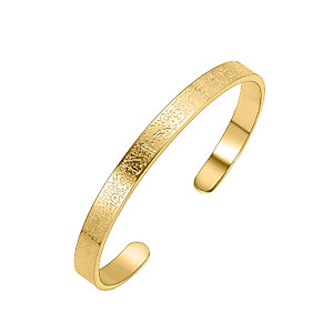 Qitian Islamic Jewelry Gifts for Women Allah Gold Bangles Bracelets Ayatul Kursi Arabic Cuff Bracelet for Women Men Islam Eid Ramadan Gifts （Gold-Thick ）