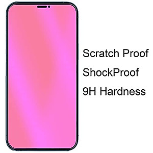 BWEDXEZ 2 Pack Anti-Blue Privacy Tempered Glass Suit for iPhone 12 Pro Max Mirror Anti-Spy Screen Protector Anti-Peeping Film Electroplated Gradient Colorful 9H Hardness Anti-scratch 6.7 inch