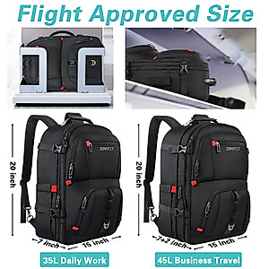 ZOMFELT Carry On Backpack, Travel Backpack for Men, 45L Flight Approved backpack with 3 Portable Packing Bags, 17.3 Inch Laptop Backpack, College Daypack, Water Resistant Business Weekender Bag