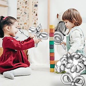 HYKJNBW Metallic Long Balloons for Balloon Animals, Chrome 260 Balloons Art Kit for Twisting, Skinny Modeling Balloons Supplies for Birthday Party Wedding Festival Decorations 100pcs