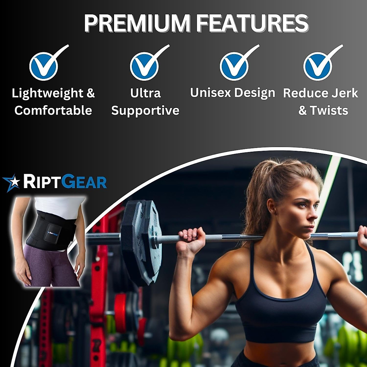 RiptGear Back Brace for Lower Back Pain Relief - Breathable Back Brace for Men and Women - Ideal for Lifting, Work, Sciatica, Herniated Disc, and Lumbar Support - Black, Small (Waist: 23"-27")