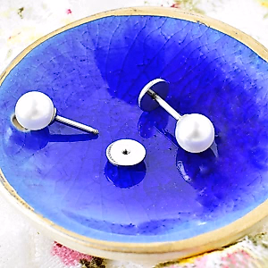 ComfyEarrings Pearl Studs with Comfy Flat Back