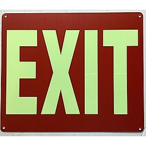 Photoluminescent red EXIT SIGN/GLOW IN THE red DARK EXIT SIGN (ALUMINIUM, 7X10 INCH,HEAVY DUTY, RUST FREE)