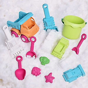 FUN LITTLE TOYS 14PCS Beach Sand Toys Set, Sandbox Toys for Toddlers 1-3, Beach Bucket, Beach Shovel Tool Kit, Rakes, Sand Mold for Kids Summer Outdoor Indoor Beach Fun