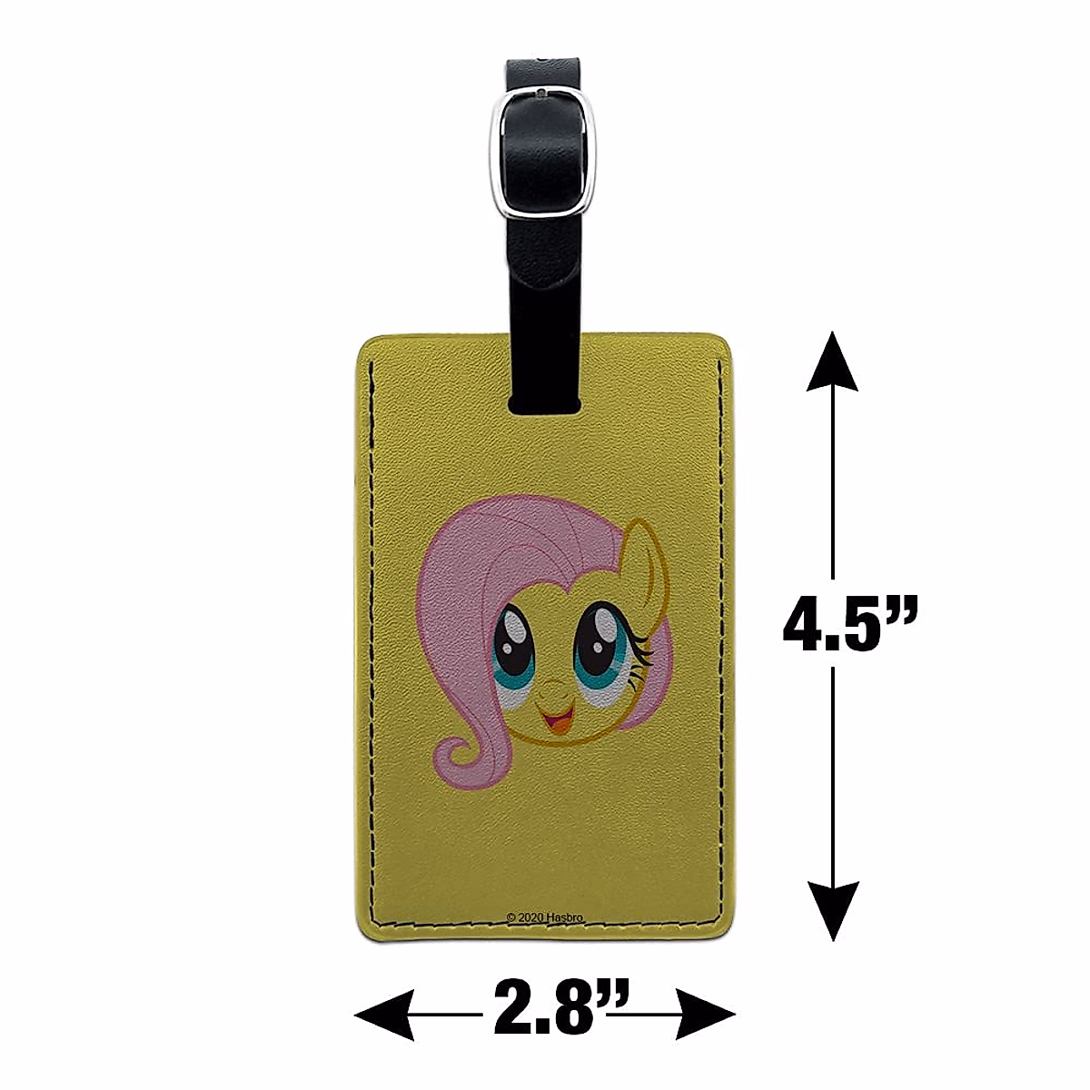 My Little Pony Fluttershy Face Rectangle Leather Luggage Card Carry-On ID Tag