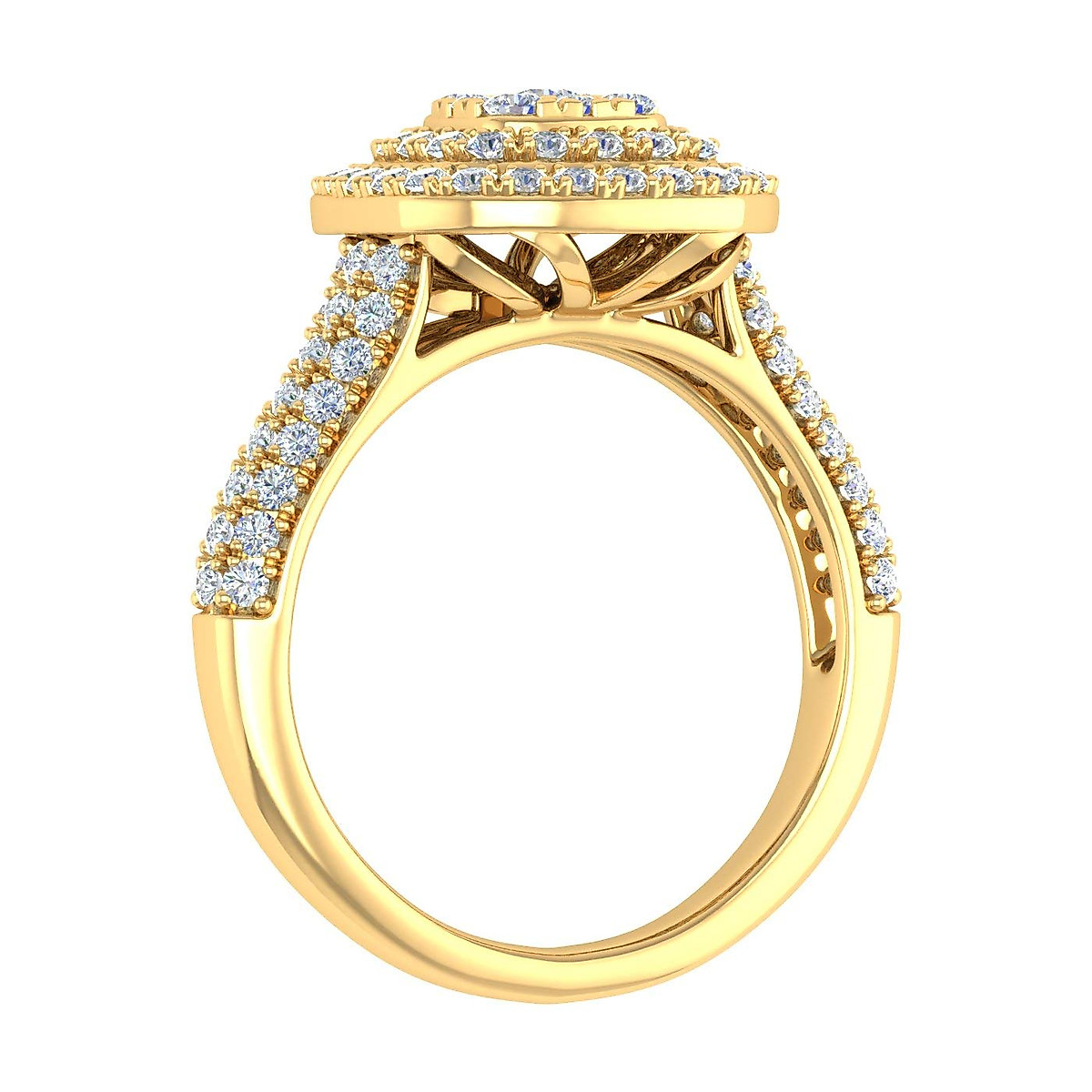 1 Carat Cushion Shape Halo Diamond Engagement Ring in 14K Yellow Gold (Ring Size 9.25)