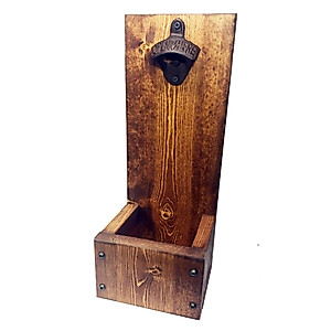 Go Ahead Take Your Top Off Drop Box Bottle Opener with Cap Catcher Solid Wood- Wall Mount or Freestanding - Groomsmen, Wedding and Anniversary gift