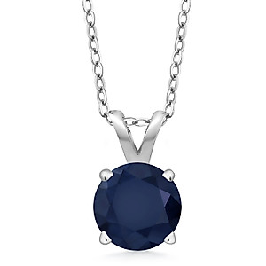 Gem Stone King 925 Sterling Silver 6MM Round Gemstone Birthstone Solitaire Pendant Necklace | 4-Prong Necklace For Women | With 18 Inch Silver Chain