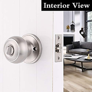 Gobrico Round Satin Nickel Keyed-Alike Entry Locks Knobs 6Pack, Front Enry Door Knobs with Lock and Same Key, Round Ball Style Locksets Door Handles
