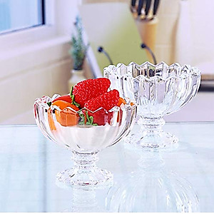 Small Footed Tulip Clear Glass Dessert Bowls 4oz,100ml Cute Dessert Cups for Sundae,Fruit,Salad,Snack,Cocktail,Condiment,Ice Cream Cups All Purpose Serving Bowls,Trifle Tasters Bowls For Party 8pcs
