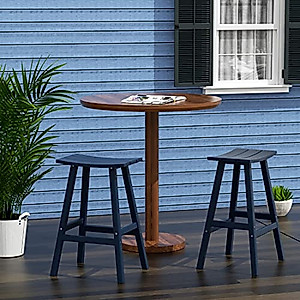 WestinTrends Malibu 29 Inch Outdoor Bar Stools Set of 2, All Weather Resistant Poly Lumber Adirondack Bar Height Stools, Navy Blue
