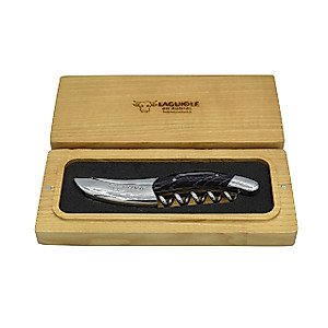 Laguiole En Aubrac Sommelier Waiter's Corkscrew, Samba Wood With Purple Veins Handle, Wine Opener With Foil Cutter & Bottle Opener, Stainless Steel Shiny Bolsters