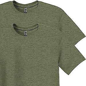 Gildan Adult Softstyle Cotton T-Shirt, Style G64000, Multipack, Heather Military (2-Pack), X-Large