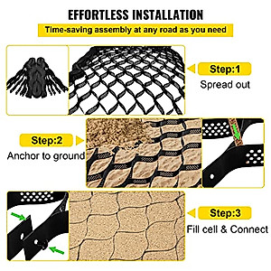Happybuy Geo Grid Ground Grid 9x17 ft, Geo Cell Grid 2 Inch Thick, Gravel Grid HDPE Material, Ground Stabilization Grid 1885 LBS Per Sq, Tensile Strength Gravel Ground Grid for Slope Driveways, Garden