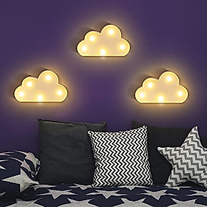 3 Pcs LED Cloud Night Light Can Be Hung On The Wall Kids Room Room Light, Suitable for Birthday Party Holiday Decoration Baby Room Nursery Decoration (Cloud)