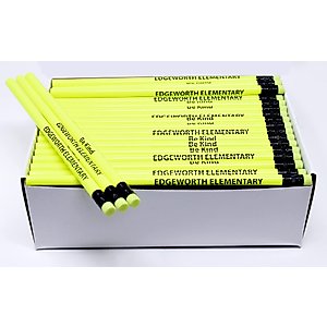 Pencil Guy Promotional Personalized Imprinted Neon Round Pencils- 500 per box