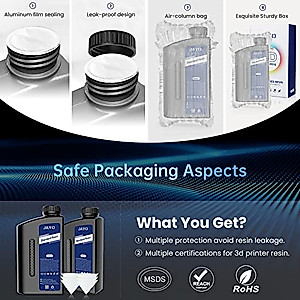 3D Printer Resin, JAYO 1KG 3D Resin for 4K 8K LCD/DLP/SLA 3D Printers, 405nm Standard Photopolymer Fast Curing Resin, High Precision, Low Shrinkage, Clear Blue 1000g