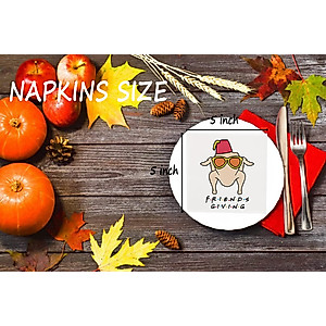 Friendsgiving Napkins, Thanksgiving Napkins, Happy Friendsgiving Party Decorations, Fall Thanksgiving Decorations, 5 x 5 Inch, 50-Pack