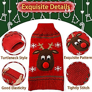 EMUST Dog Sweater, Knitted Christmas Pet Clothes with Pom Pom Ball Warm Dog Reindeer Sweater Soft Dog Christmas Clothes for Large Dogs, Red, XXL