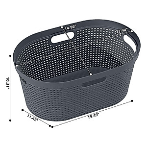 Zerdyne 40 L Plastic Clothes Laundry Basket, 4-Pack Plastic Laundry Hamper with Cutout Handle, Gray