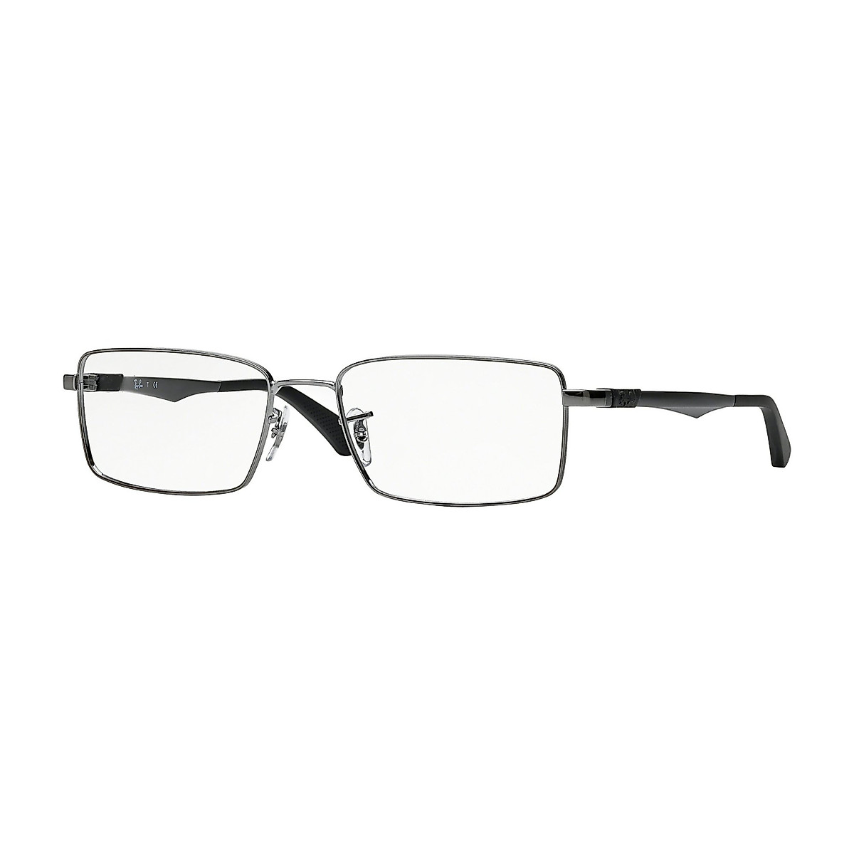 Ray-Ban RX6275 Rectangular Prescription Eyeglass Frames, Gunmetal/Demo Lens, 52 mm