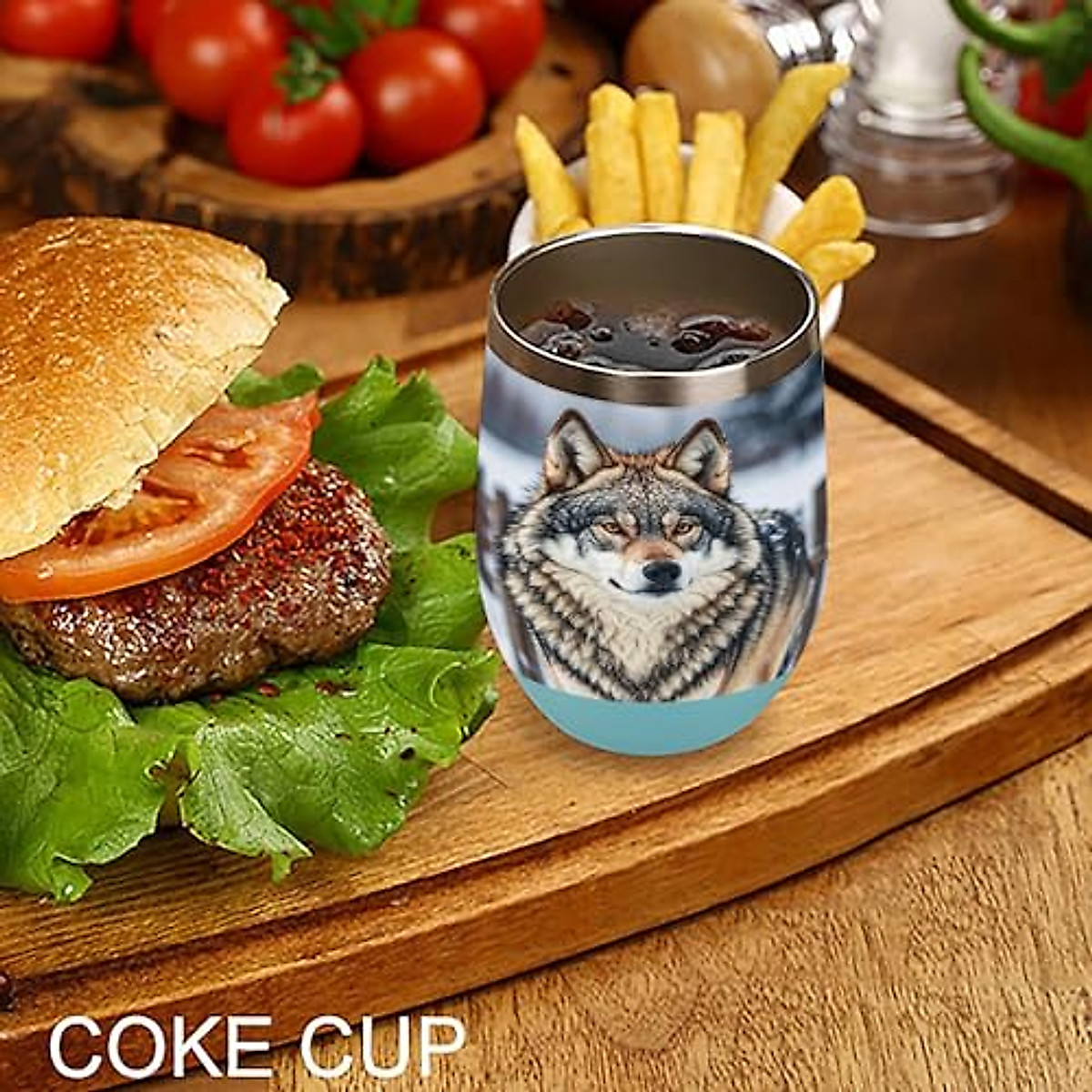 OPTKSNCU 304 Stainless Steel Insulated Cup with Lid, Winter Farm Style Wolf Print Durable, And Easy to Clean – Ideal for Home, Office, And Gift Giving
