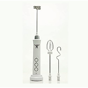 HappiMiss Milk Frother USB Rechargeable - 3 whisks: Wire for Making Perfect Fluffy Foam Lattes, Matcha, Macchiatos, Cappuccino, Butter Coffee, Hot Chocolate, Cold Foam - Snowy Day White