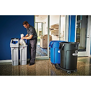 Rubbermaid Commercial Products Slim Jim Recycling Station 2-Stream Landfill/Mixed Recycling Bin/Can/Kit/Station, 23-Gallon, for Offices/Home/Higher Education/Commercial Facilities