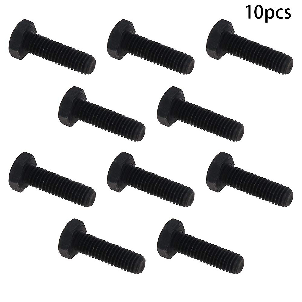MroMax 10Pcs M6 x 20mm Left Hand Hex Bolt, Carbon Steel Grade 12.9, Black Oxide Finish, Full Thread, Hexagon Head Bolts for Furniture Repair