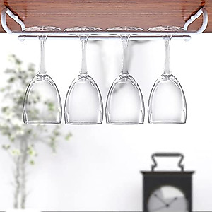 Semetall 10.23" Wine Glasses Rack, Wine Glass Holder Under Cabinet Stemware Rack for Kitchen, Bar ,Cabinet, Set of 2(White)