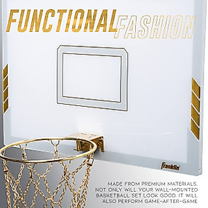 Franklin Sports Mini Basketball Hoop - Premium Gold Chrome Wall Mounted Backboard Mini Hoop with Rim + Net - Ball Included - Perfect Bedroom Accessory