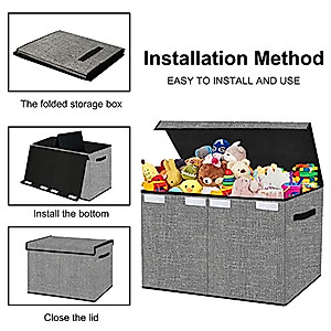 JAYSDAYLY Over the Door Hanging Organizer Storage with 5 Large Pockets 1 Pcak + 1 Pack Collapsible Large Toy Box Storage with Lid for Closet,Nursery,Playroom,Pantry