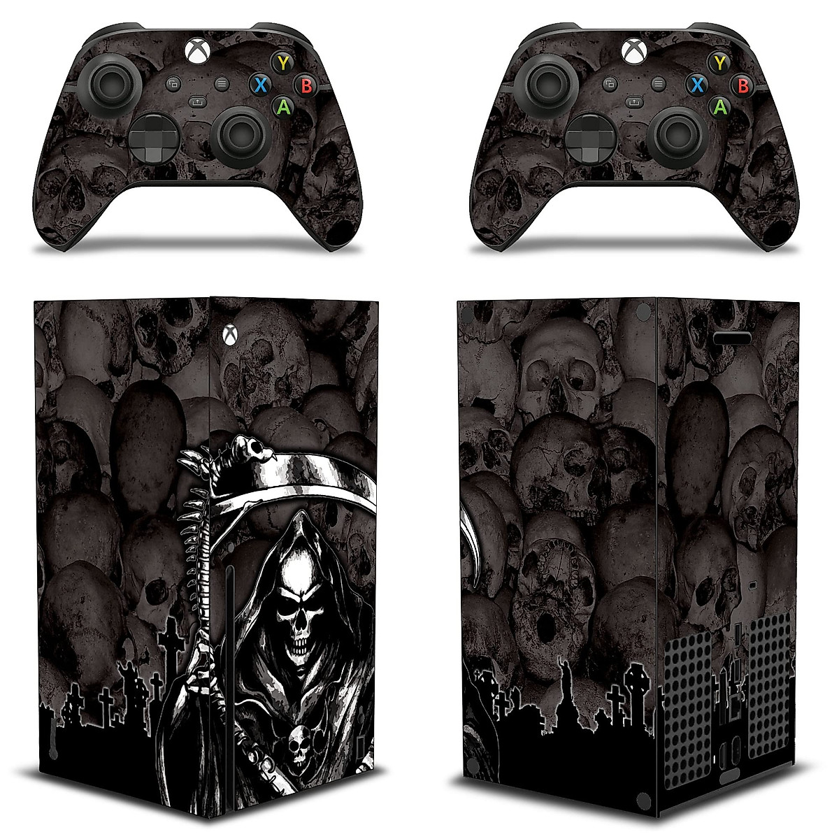 AMR Racing 247 Skins Graphics kit Sticker Decal Compatible with Xbox Series X and Wireless Controllers - Reaper Black