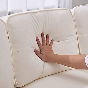 POULEII Sectional Sofa,Modern L-Shape Modular Sectional Sofa Sleeper Couch with Chenille Fabric and Gold-Plated Feet for Living Room, Apartment, Office,Creamy-White