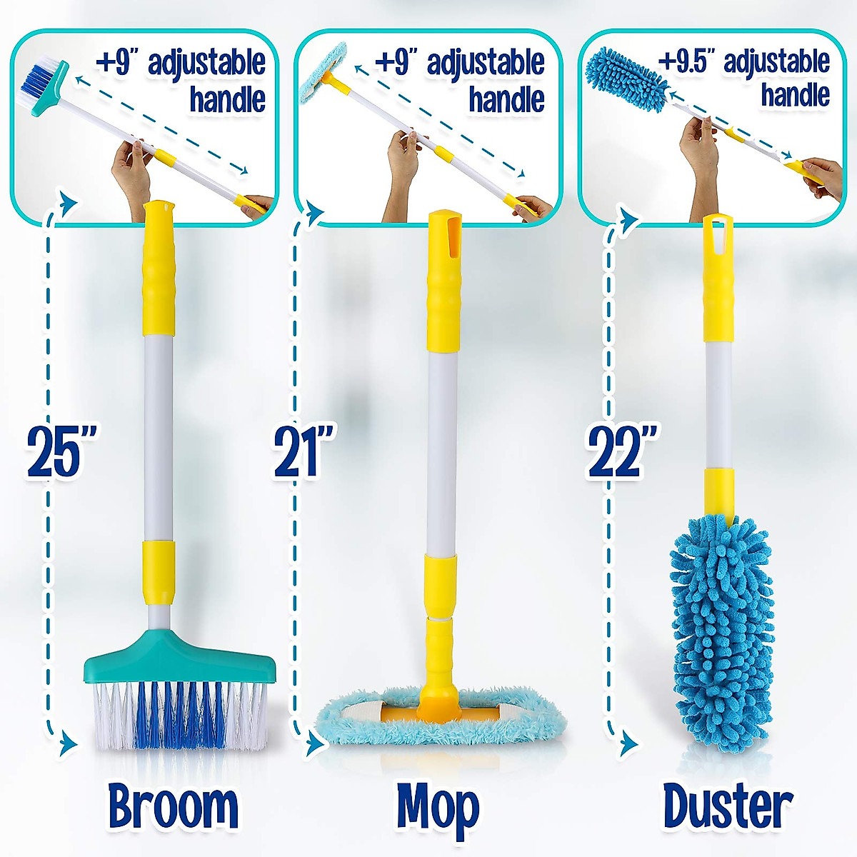 Kids Cleaning Set for Toddlers, Pretend Play Housekeeping Supplies Kit for Boys and Girls Complete with Broom, Mop, Dust Pan, Spray Bottle and More, Little Helper Tools and Montessori Toys