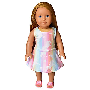 Rainbow Unicorn Dresses Matching Doll & Girls 5t 6t Birthday Party Gift Clothes